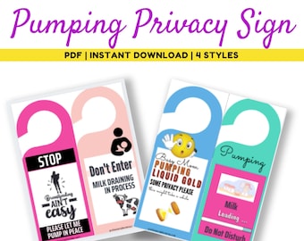 Pumping Signs Pumping Door Hanger Signs Breastfeeding - Etsy