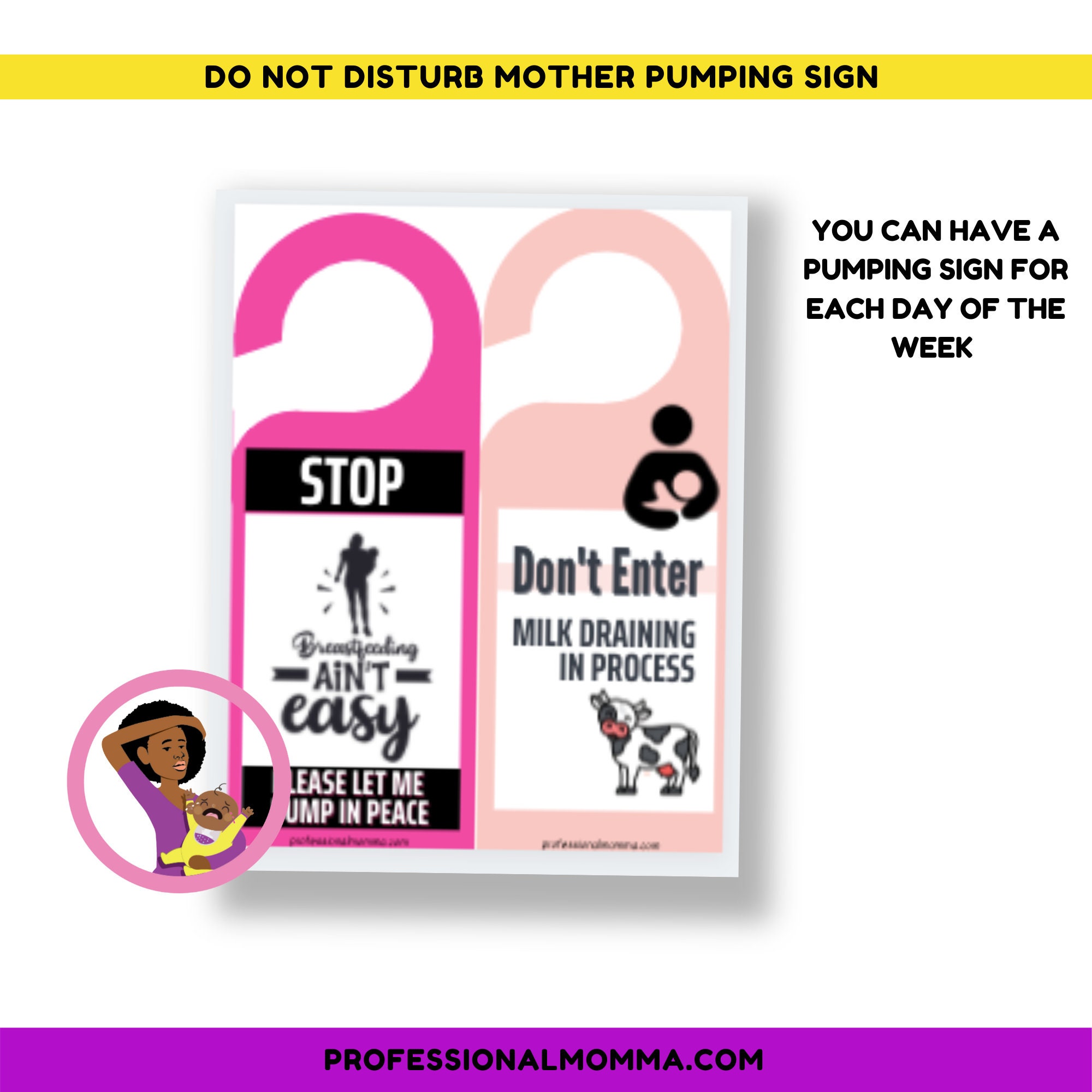 Breastfeeding Sign, Nursing in Progress Sign, Pumping Door Sign ...