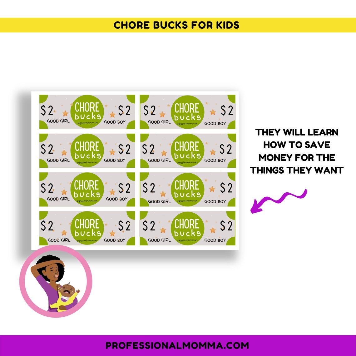 Chore Bucks, Chore Bucks Printable, Kids Chore Bucks, Kid Reward System ...