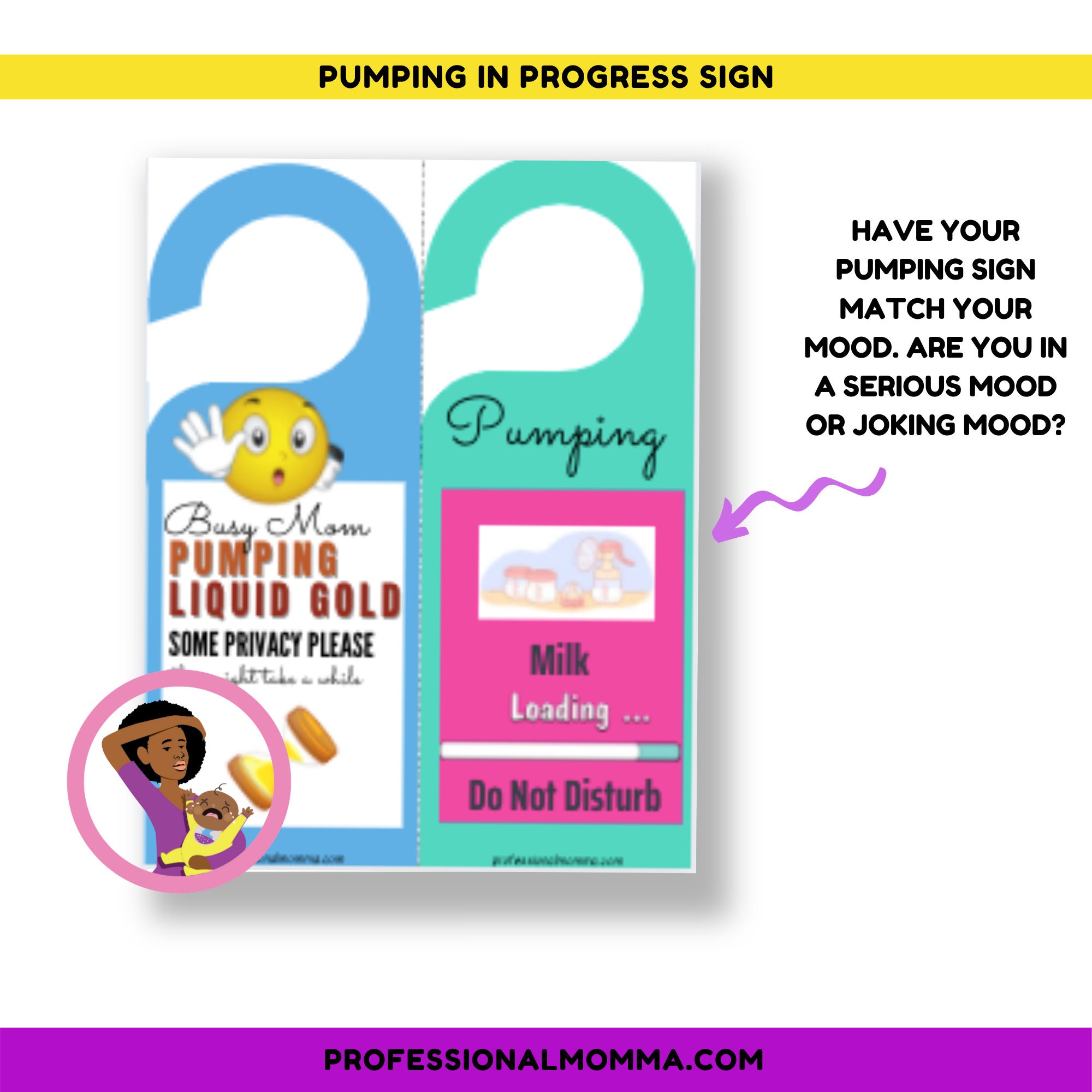Breastfeeding Sign, Nursing in Progress Sign, Pumping Door Sign ...