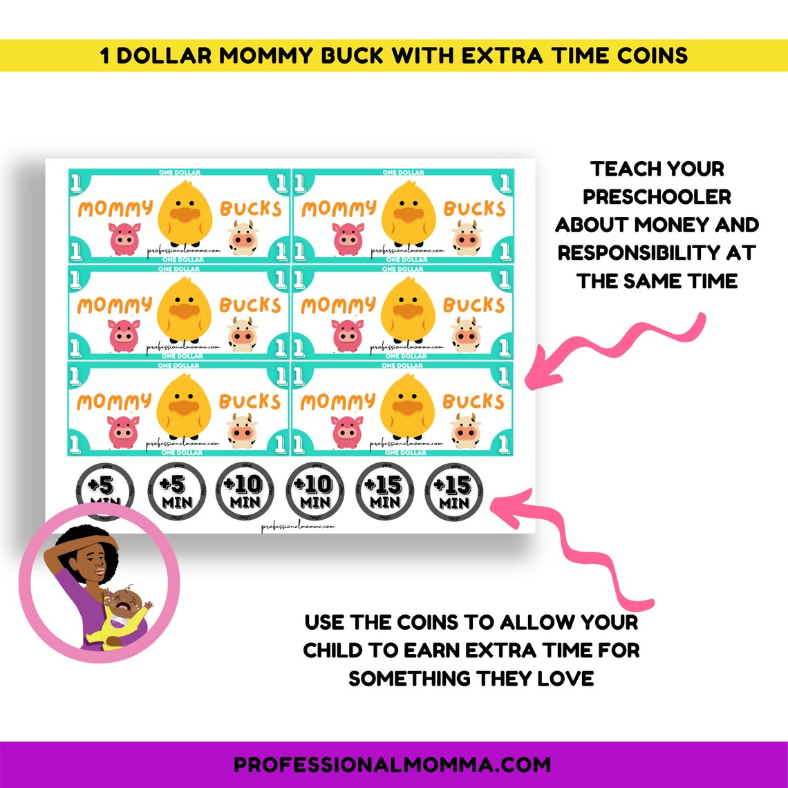 Mom Bucks, Mom Bucks Printable, Mommy Time Rewards, Reward Bucks, PDF ...
