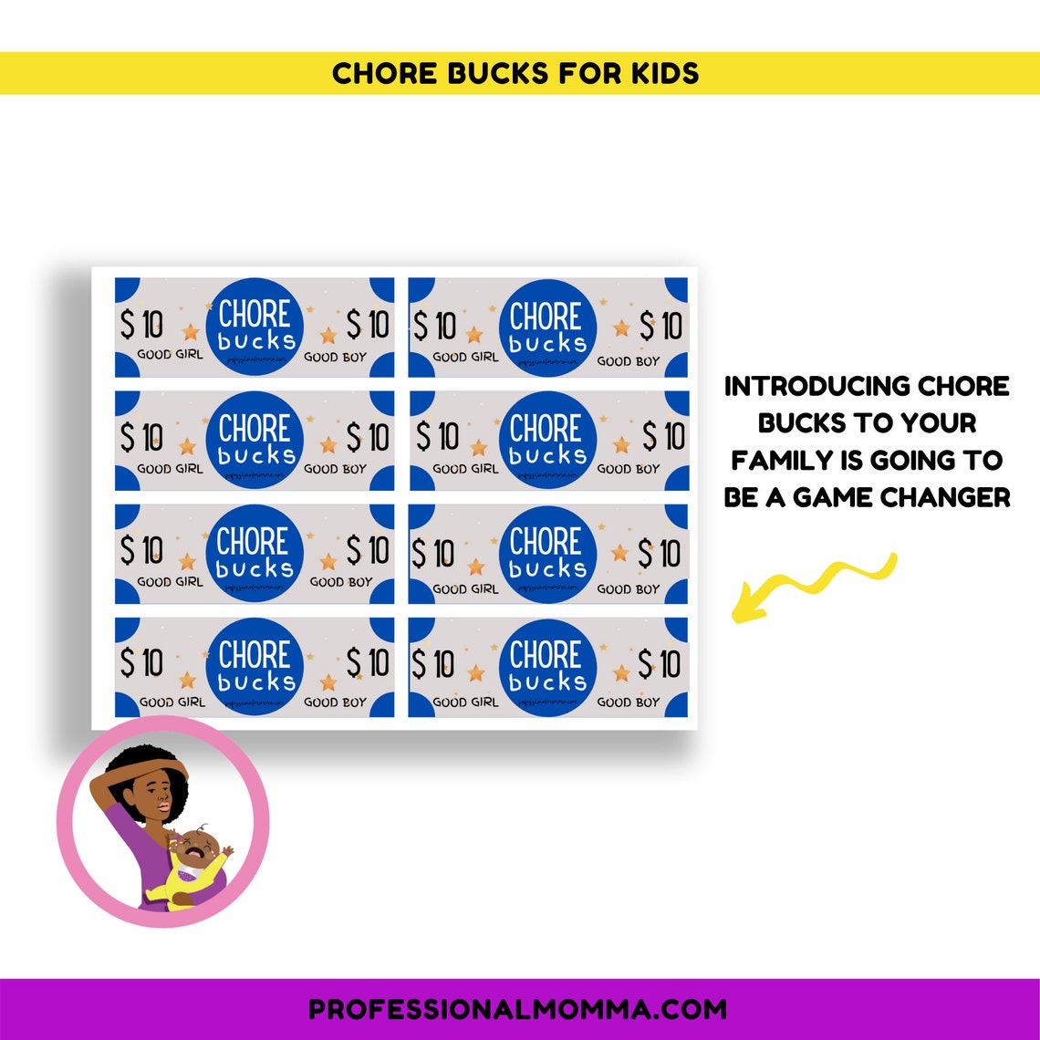 Chore Bucks, Chore Bucks Printable, Kids Chore Bucks, Kid Reward System ...