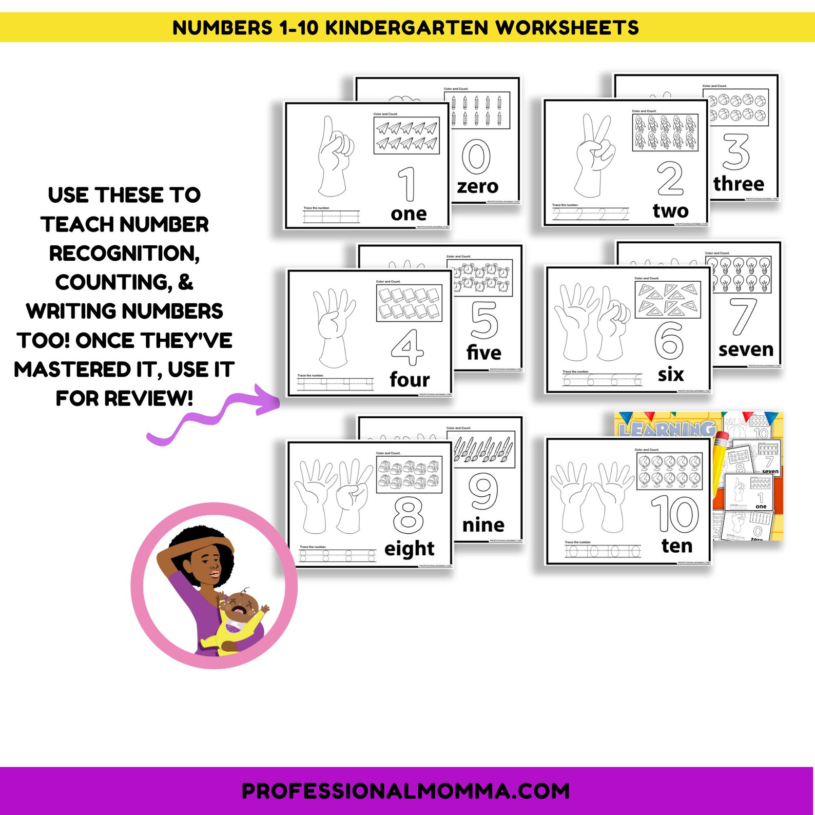 Numbers Worksheet, Numbers 1-10 Learning Worksheet, Learning Numbers ...