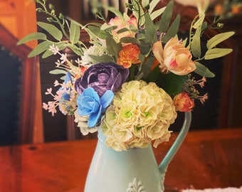 Blue Flower Pitcher - Etsy