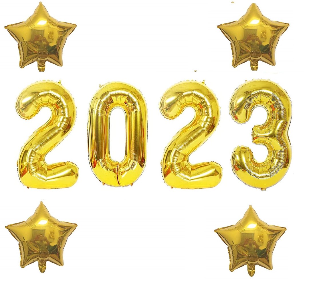 40 Inch Star Gold 2023 Number Balloons New Year Party Prom Graduation ...