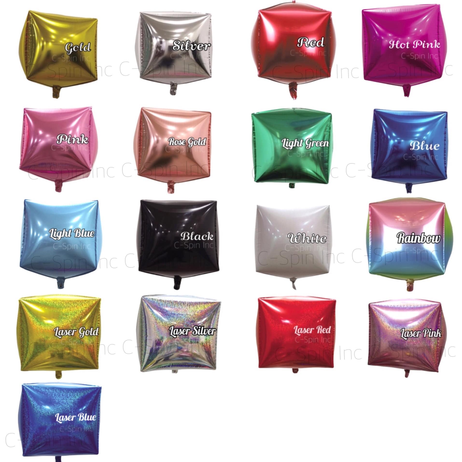 32 Colors - 24 Inch 4D Square Cube Foil Balloons Mylar Balloon Birthday ...