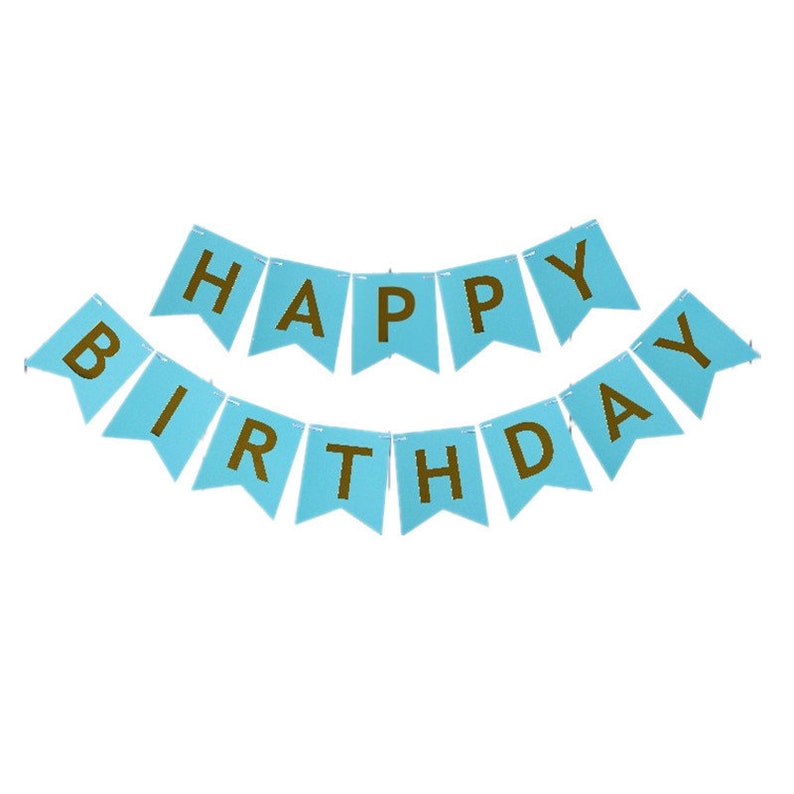 Blue Colorful Happy Birthday Banner Multi-colored Bday Bunting Garland ...
