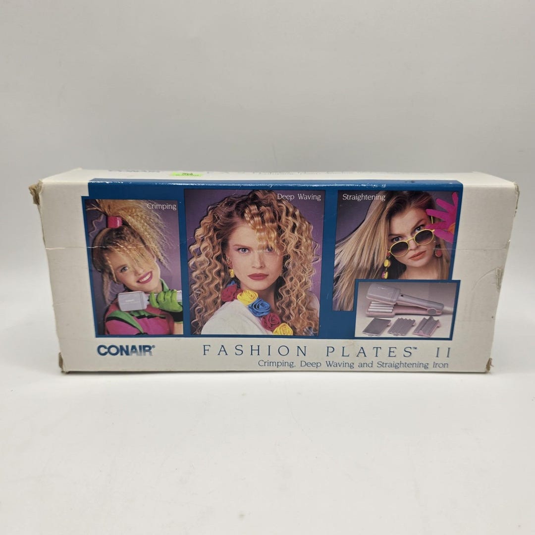 Vintage 90s Conair Fashion Plates Hair Crimper Waver Straightener Set ...