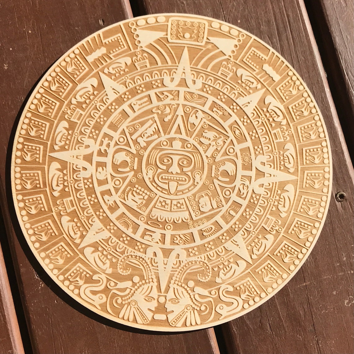 Aztec Calendar Laser Engraved On Baltic Birch Wood. Amazingly | Etsy
