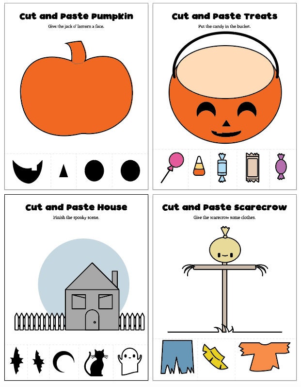 Cut and Paste Halloween Activity for Kids Families Classroom - Etsy Finland