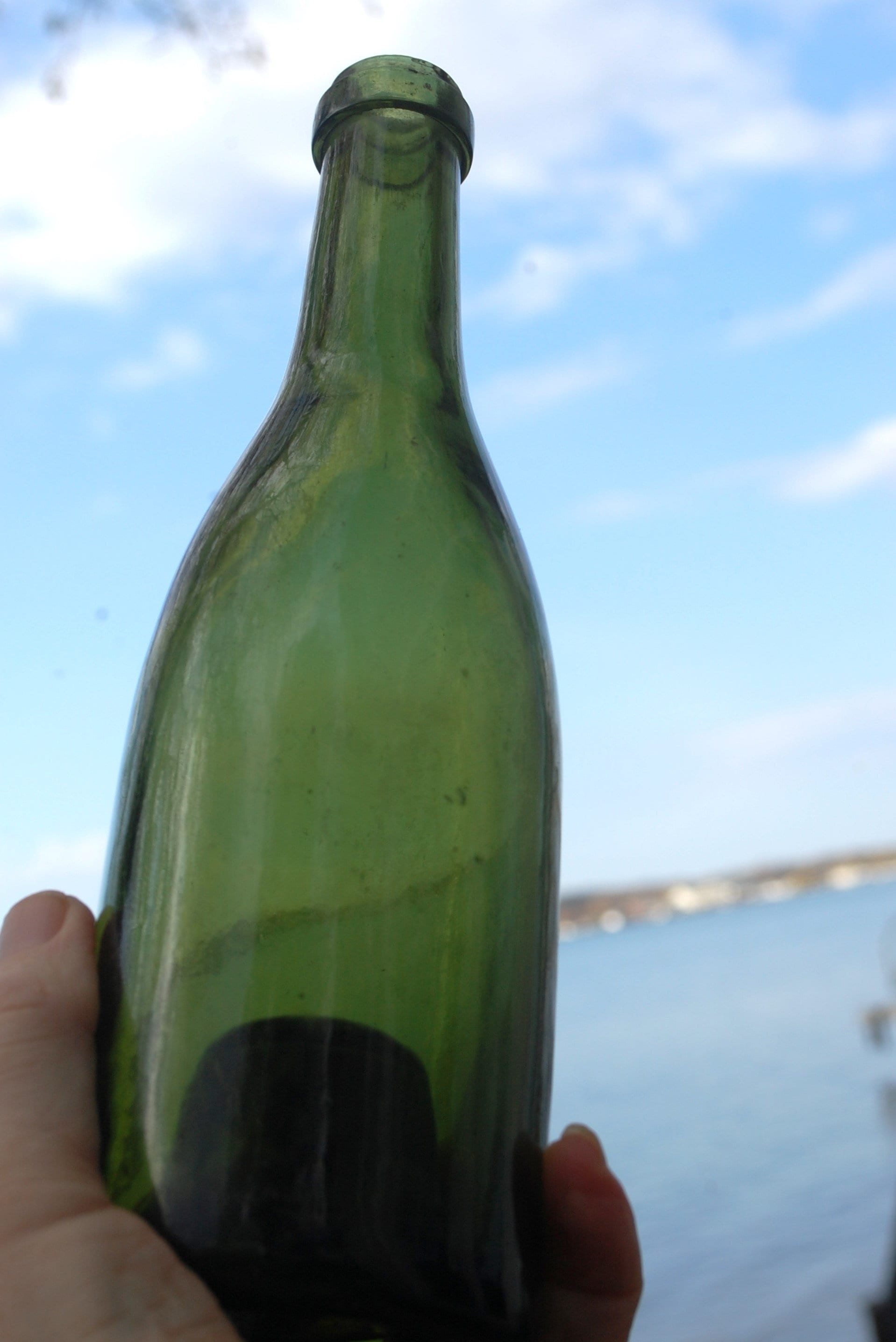 Dark Green, Champagne Finish, Vintage Wine Bottle, From the Mid-1800s ...