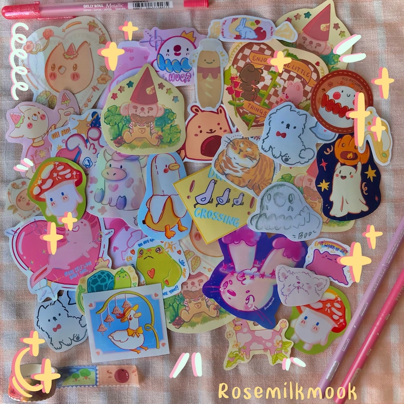 Cute Stickers Grab Bag Kawaii Cute Mystery Sticker Grab Bag - Etsy