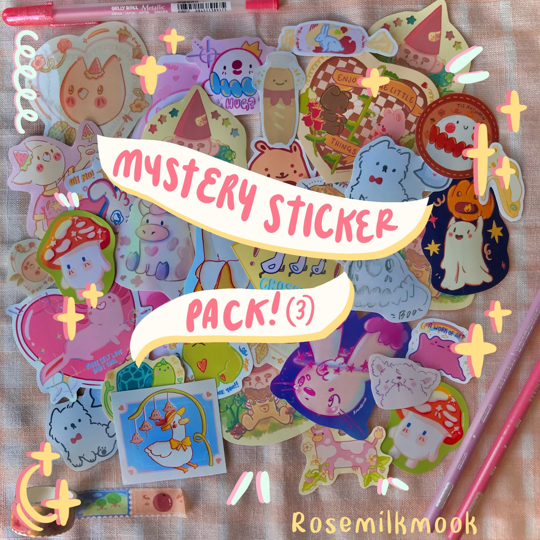Cute Stickers Grab Bag Kawaii Cute Mystery Sticker Grab Bag - Etsy