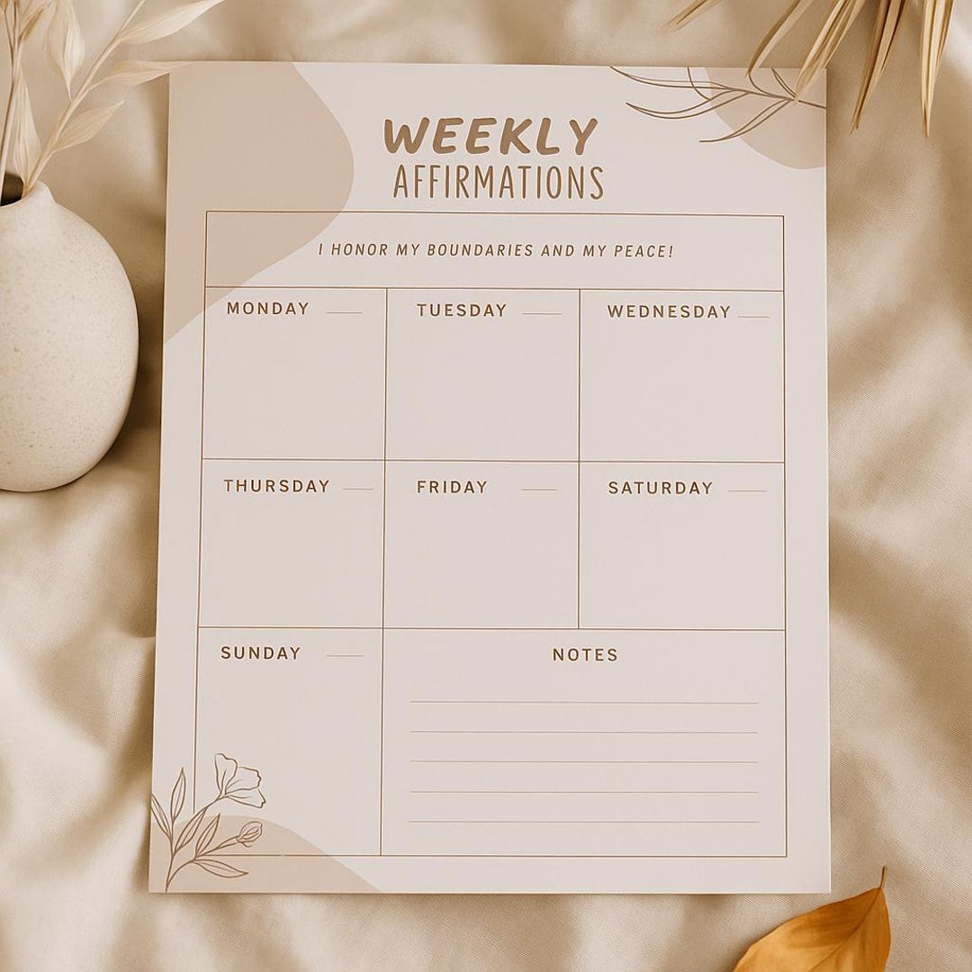 Weekly Affirmations Planner —52 POSITIVE AFFIRMATIONS | Printable PDF ...