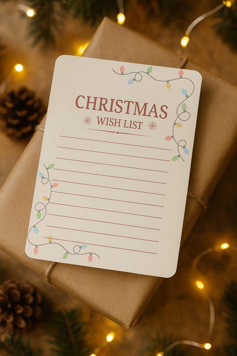 Christmas Wish List Printable – Holiday Lights Design | Kids & Adults ...