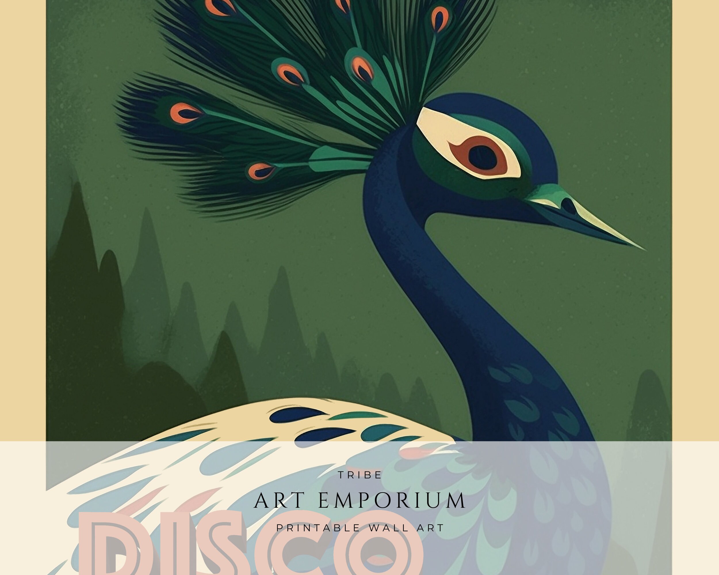 Peacock Print, Vintage Peacock, Poster Art Illustration, Disco Chicken ...