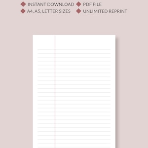 Lined Paper Printable College Ruled Paper University Note Pad Bullet ...