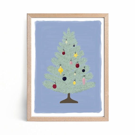 Christmas Tree Illustration Simple Xmas Tree Art Print | Etsy