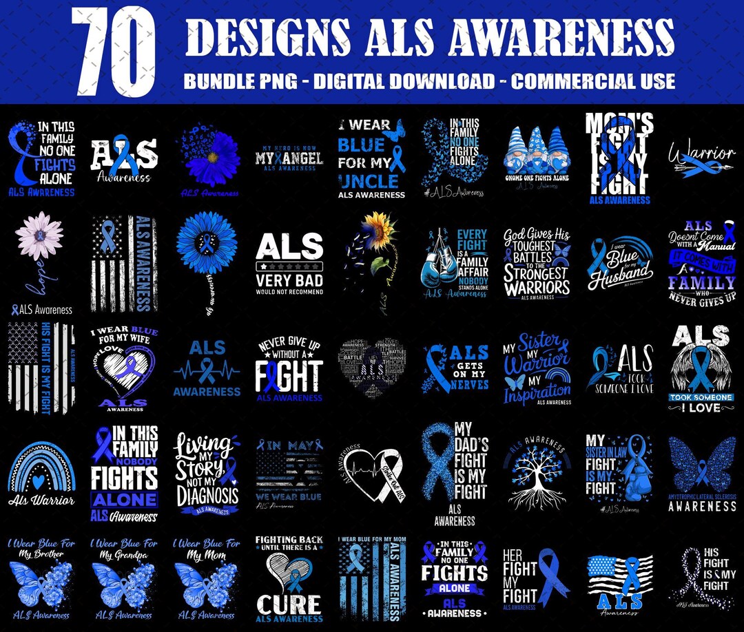 ALS Png Bundle, Als Blue Ribbon Png, 70 Designs ALS Awareness Png ...