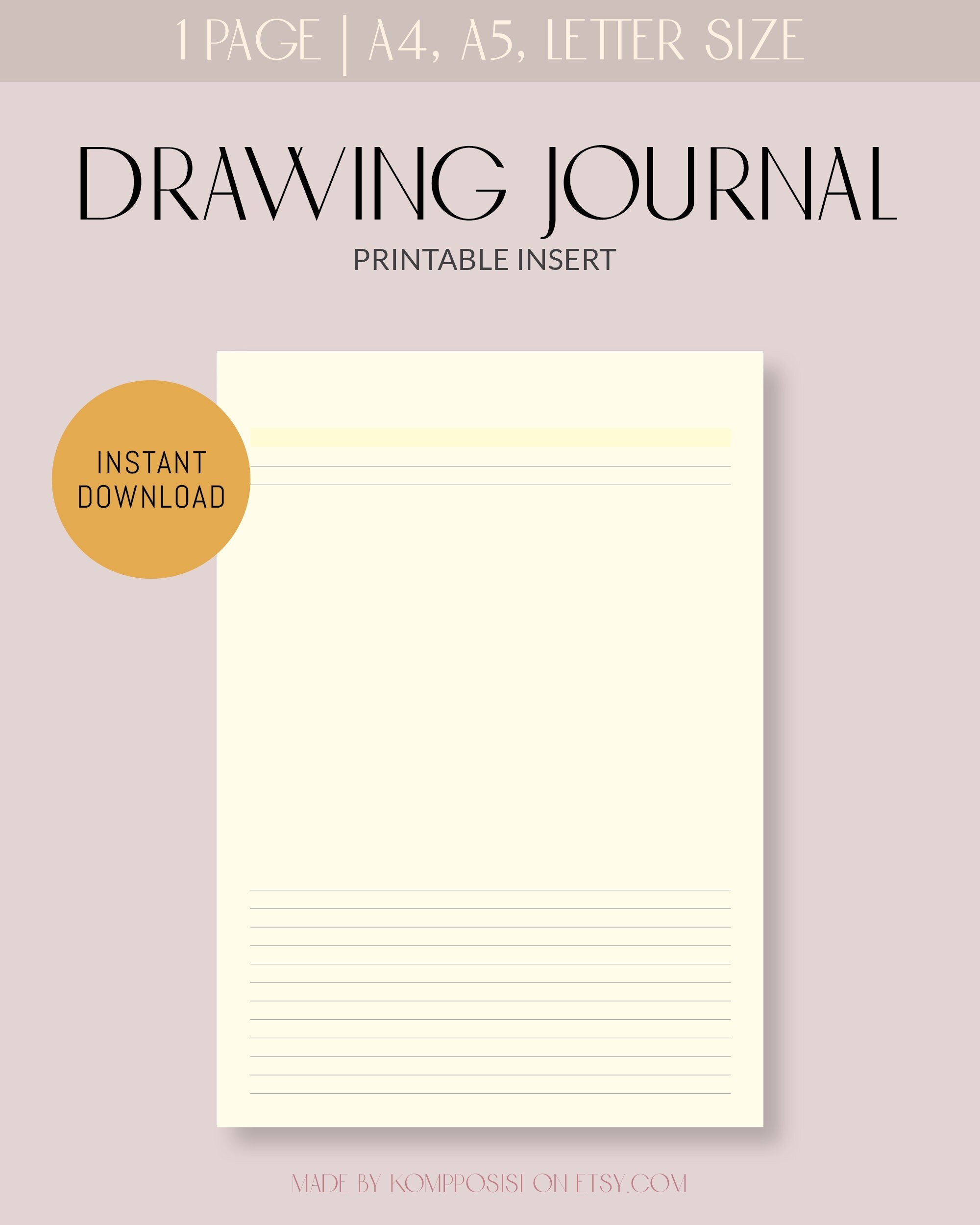 Daily Drawing Journal Printable Daily Bullet Journal Drawing Challenge ...