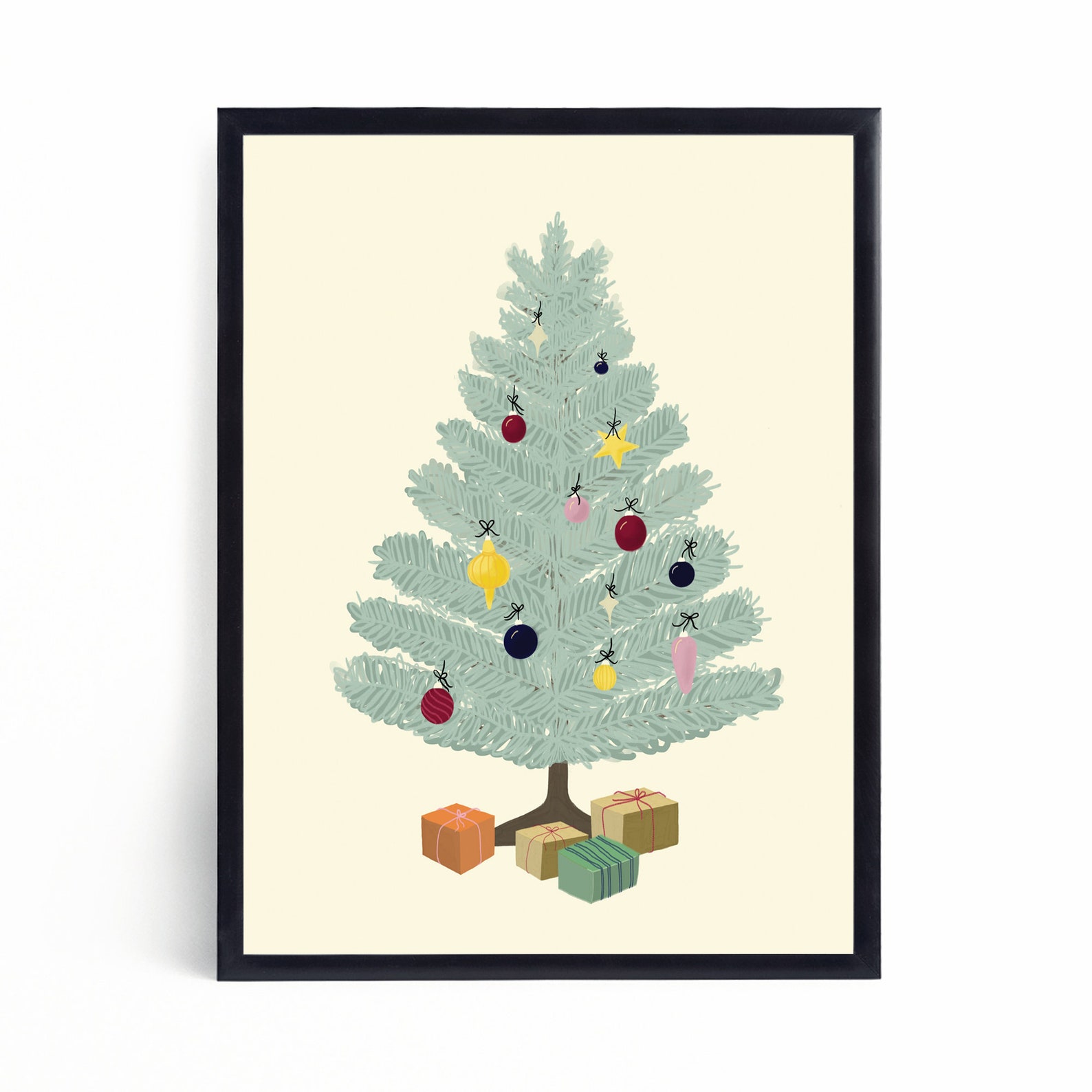 Christmas Tree Illustration Simple Xmas Tree Art Print Holiday ...
