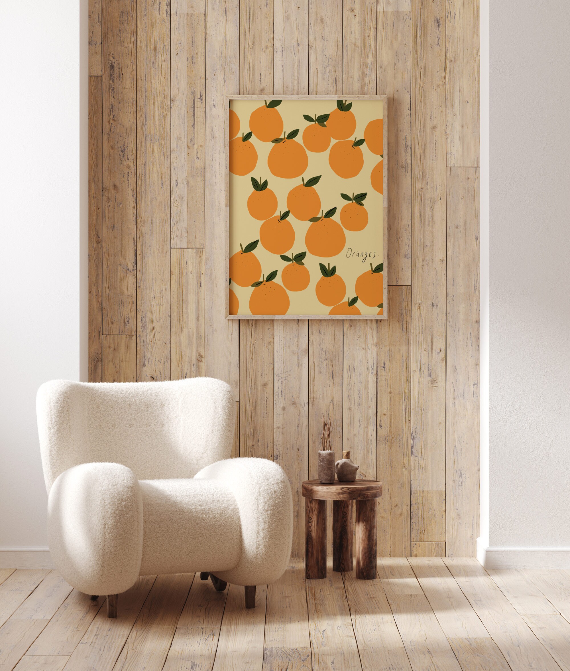 MidCentury Orange Art Print Cute Citrus wall Art Modern | Etsy