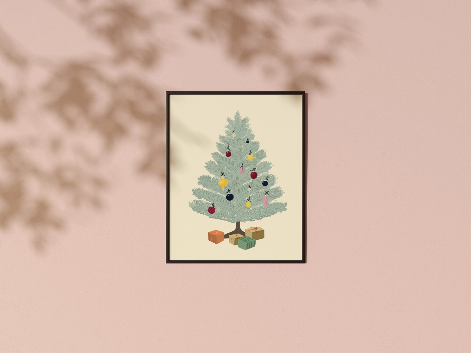 Christmas Tree Illustration Simple Xmas Tree Art Print Holiday ...