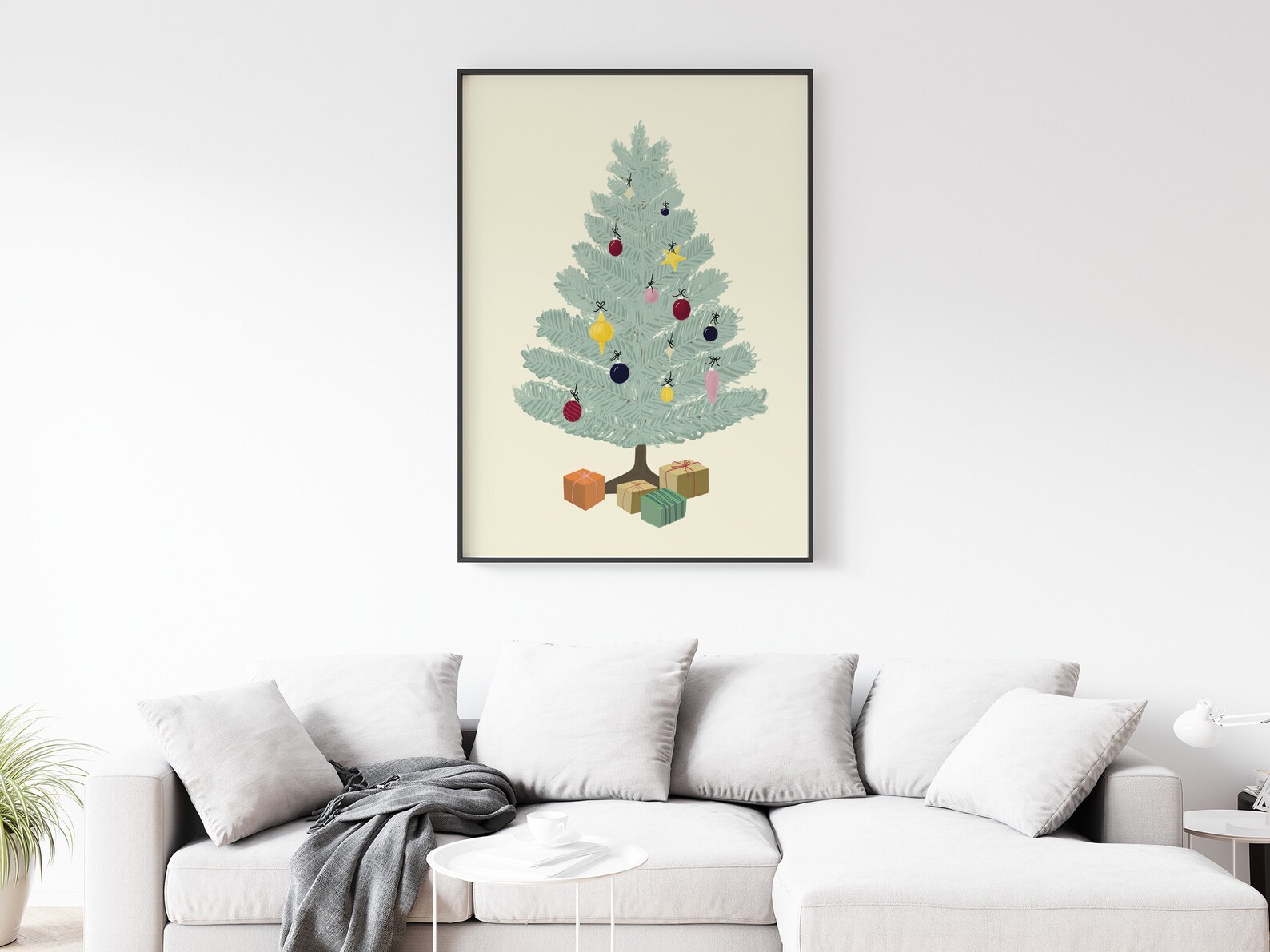 Christmas Tree Illustration Simple Xmas Tree Art Print Holiday ...