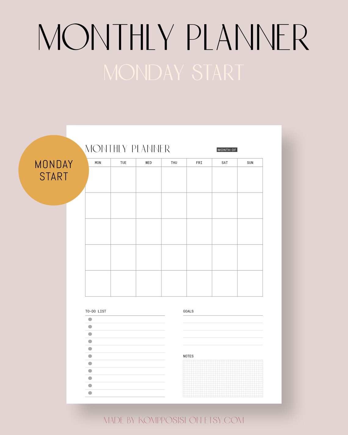 Monthly Planner Printable Page Fillable Monthly Schedule PDF Editable ...