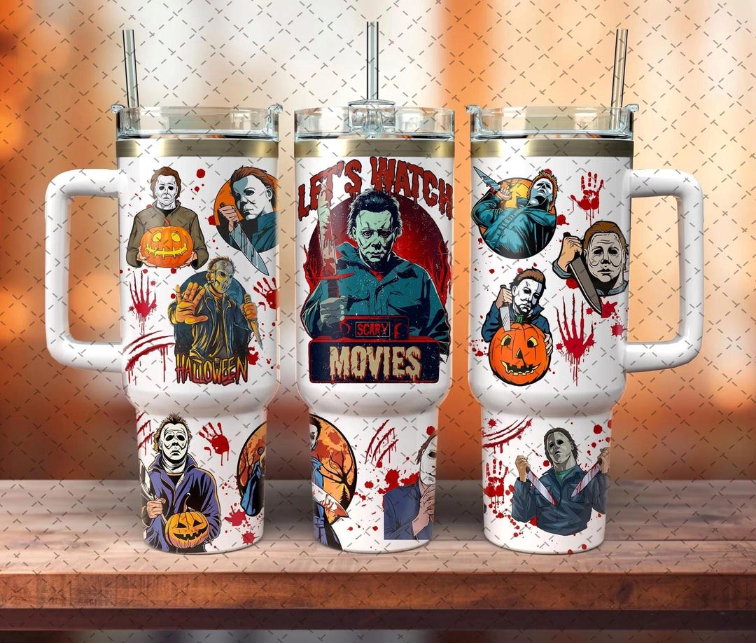Horror Killers 40oz Tumbler Wrap Png, Halloween Characters 2 Pieces ...