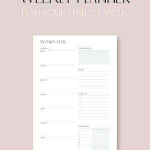 A5 Undated Weekly Planner Printable | Simple Weekly Planner Inserts ...