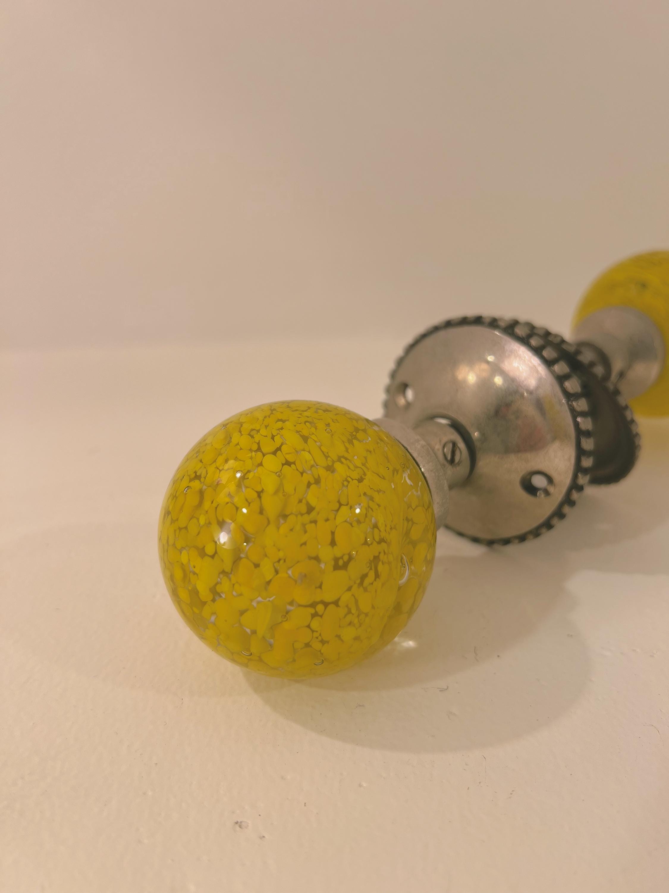 Yellow Blown Glass Door Knob, Hardware, Vintage Inspired - Etsy