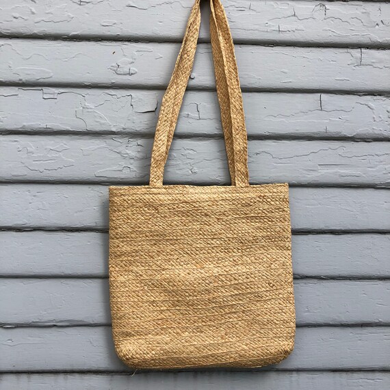 Vintage straw bag with butterflies on front - Gem