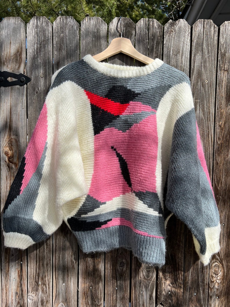 Vintage 80s Abstract Sweater: Retro Ski Style (size L) - Etsy