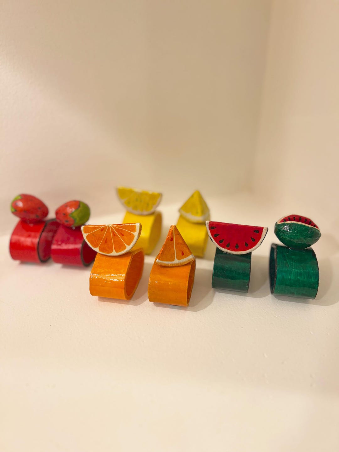 Vintage Handcrafted Fruit Napkin Holder Set of 6 – Paper Mache, Made in ...