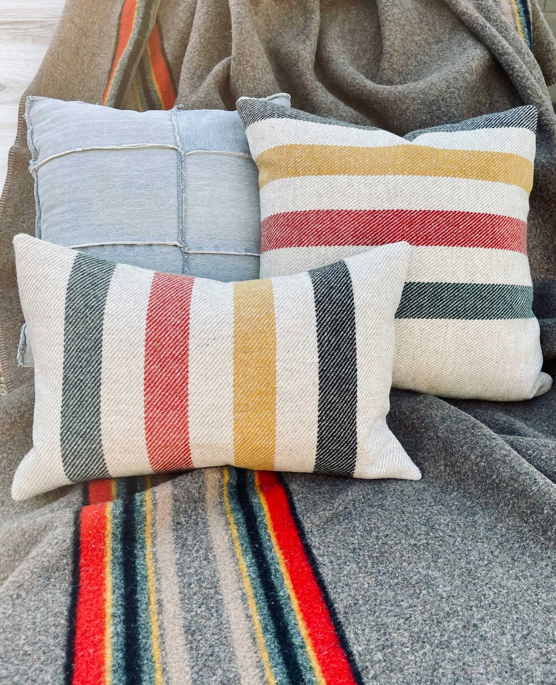 Wool Pillow Cover Made With Pendleton® Eco-wise Wool Glacier - Etsy