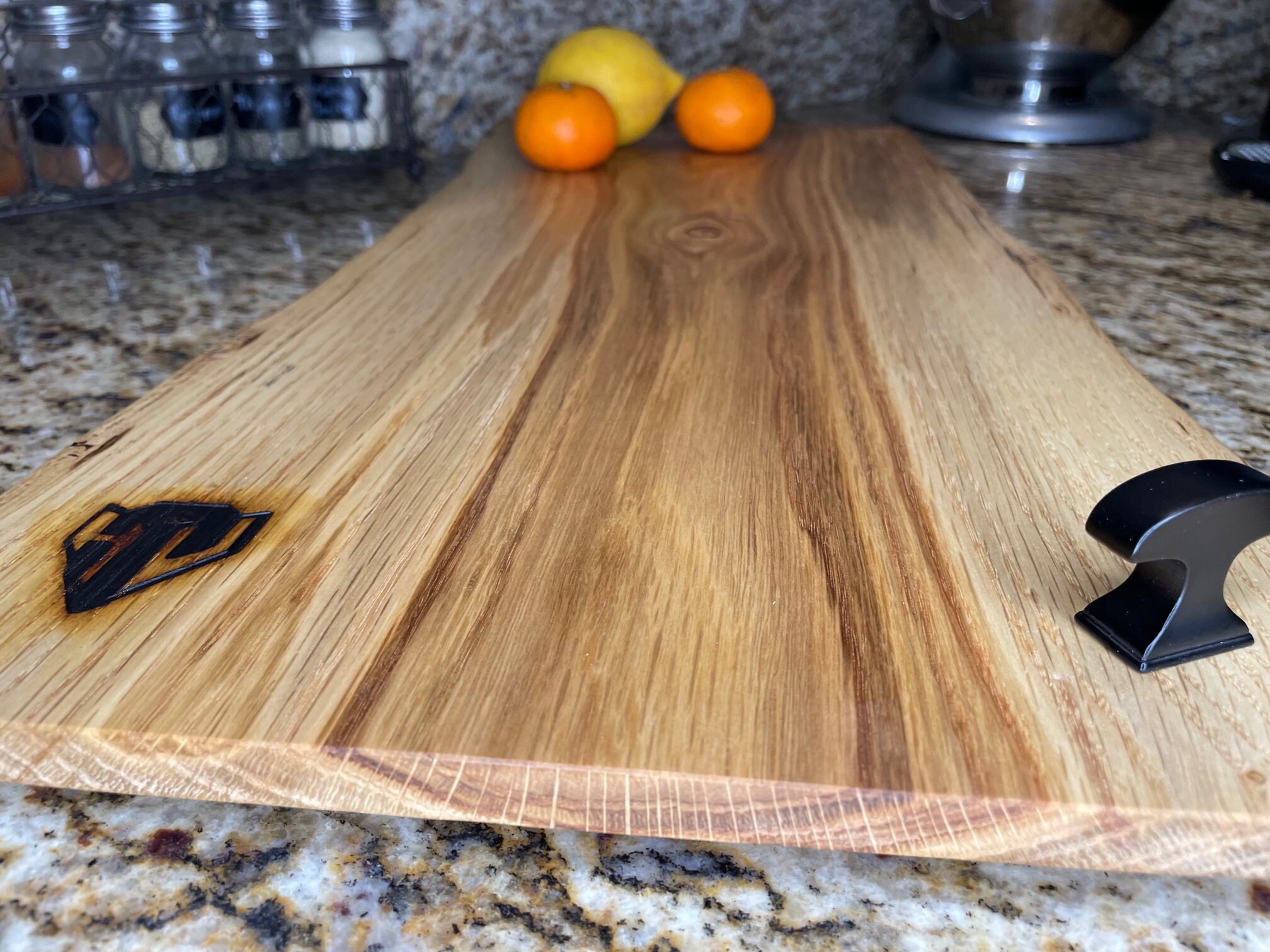 Live Edge Pecan Charcuterie Board with Black Knob Handles | Etsy