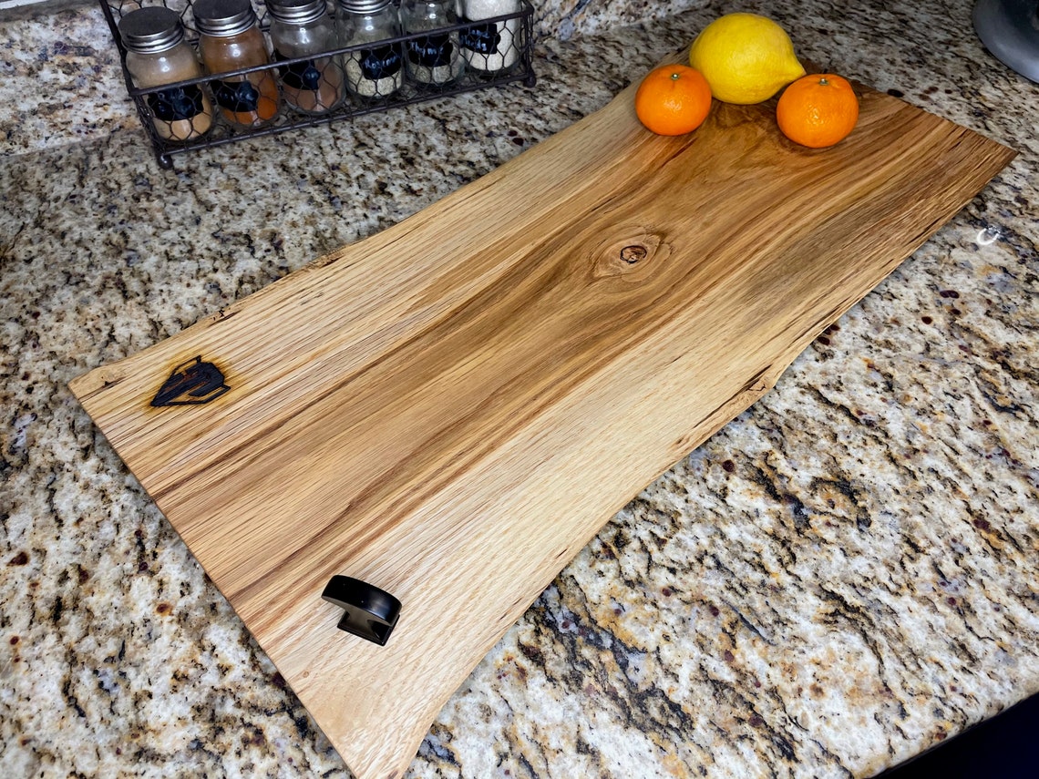 Live Edge Pecan Charcuterie Board With Black Knob Handles - Etsy