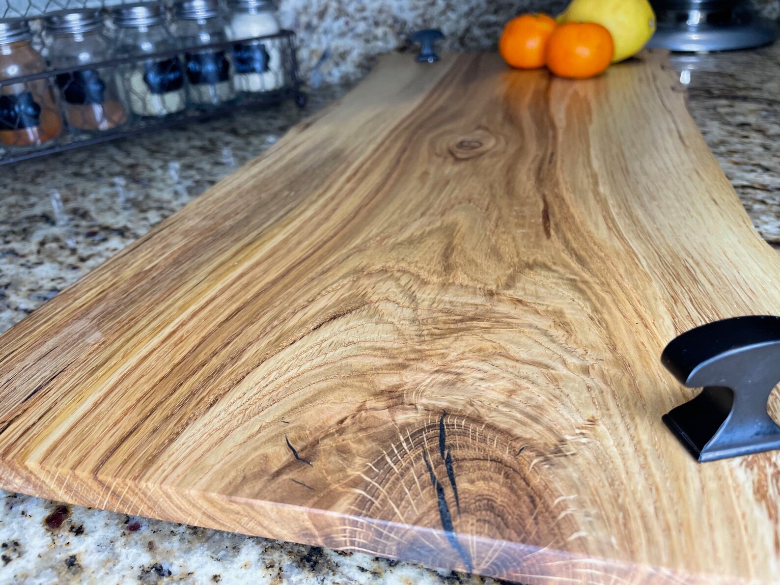Live Edge Pecan Charcuterie Board With Black Knob Handles - Etsy