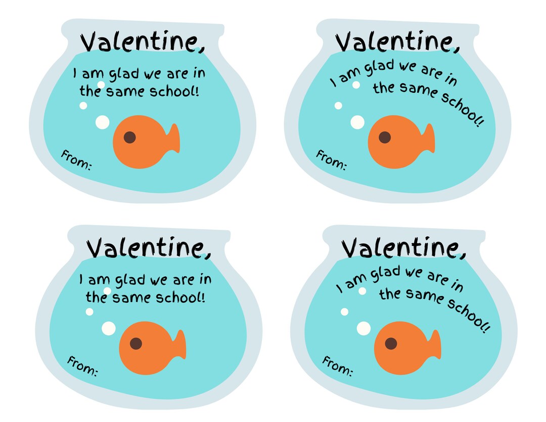 Printable Valentines Card for Fishy Crackers, Candy Free Valentine ...