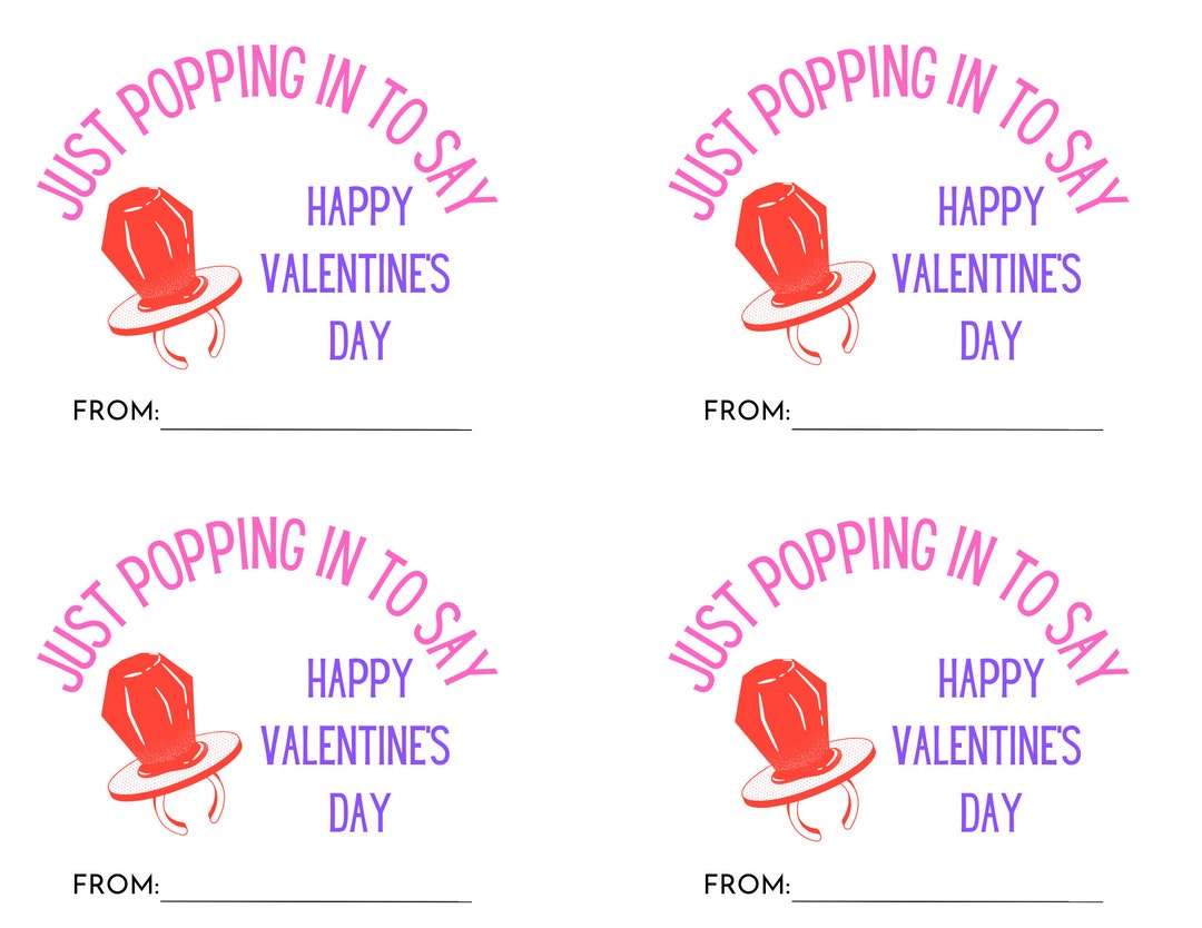 2 Page Printable Valentines Card for Kids, Just Popping in to Say Happy ...