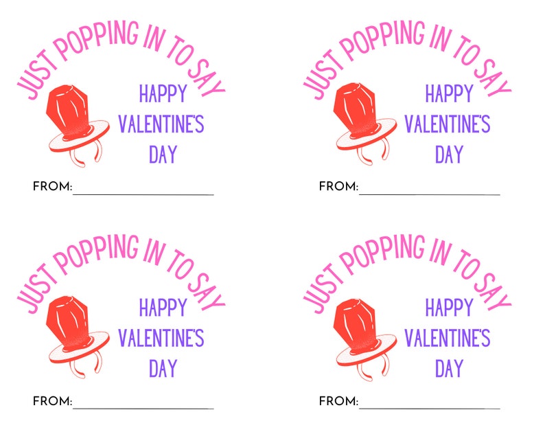 2 Page Printable Valentines Card for Kids, Just Popping in to Say Happy ...