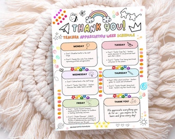 Teacher Appreciation Week Schedule, Editable Teacher Appreciation Flyer ...