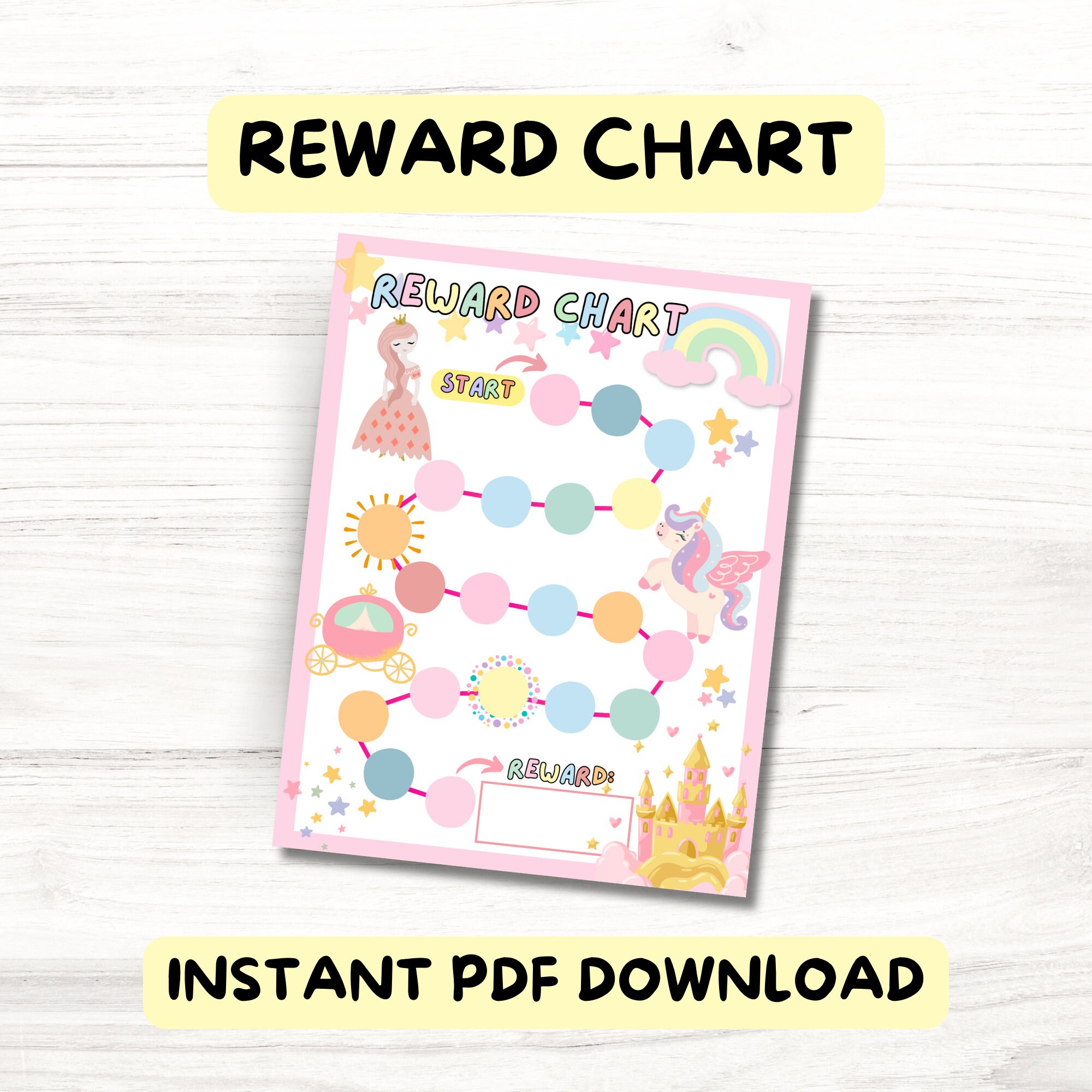 Girls Reward Chart, Princess Reward Chart, Kids Routine Chart, Toddler ...