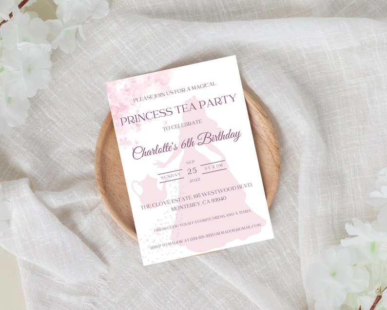 Princess Tea Party Invitation Template Printable Princess - Etsy