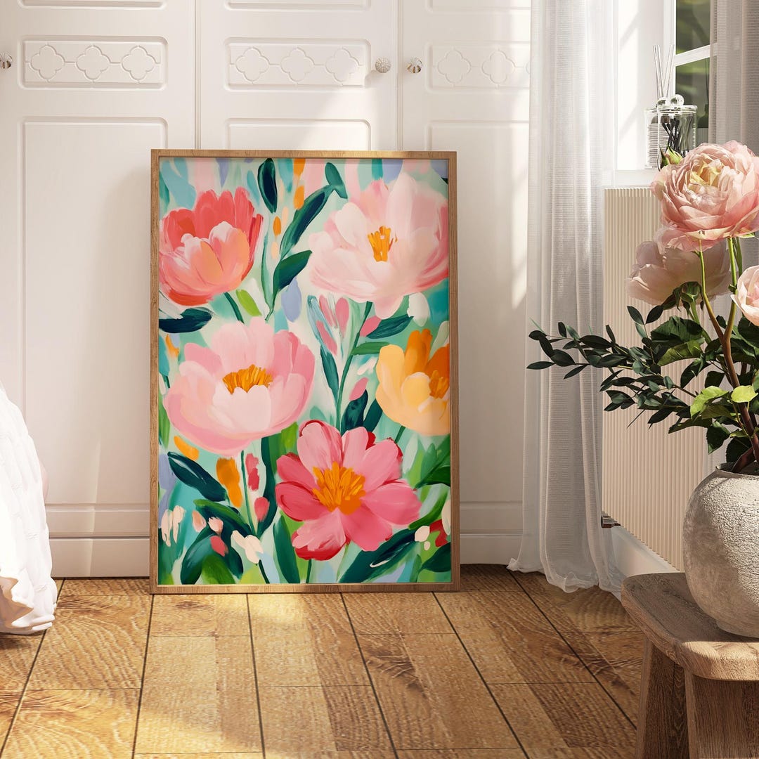 Bright Abstract Flower Botanical Print Spring Floral Printable Wall Art ...