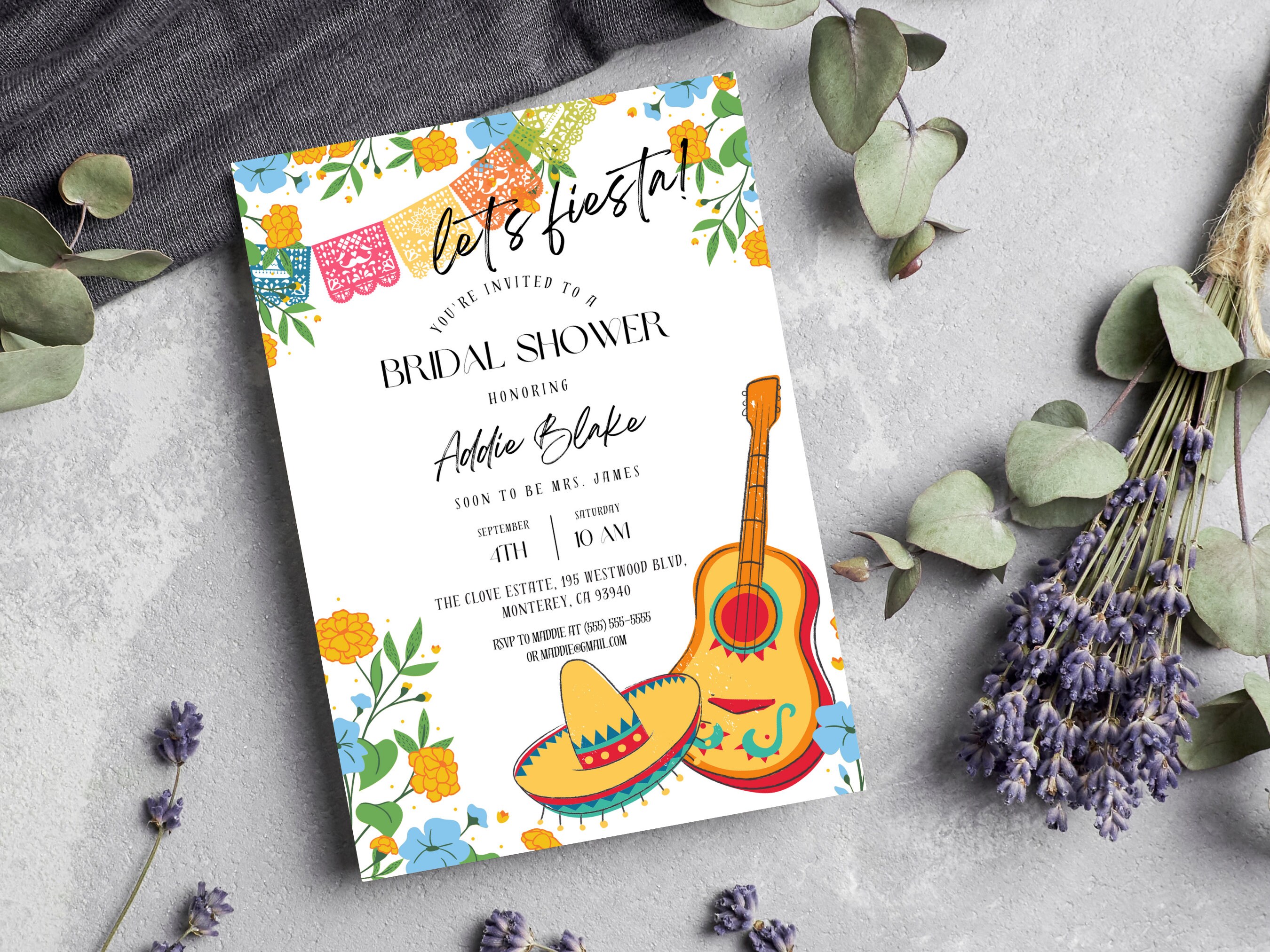 Fiesta Bridal Shower Invitation, Engagement Fiesta Invitation, Mexican ...