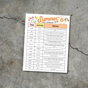 Summer Schedule Template, Summer Checklist, Kids Chore Chart, Summer ...