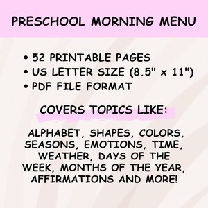 Preschool Morning Menu Printable Homeschool Preschool Worksheets ...