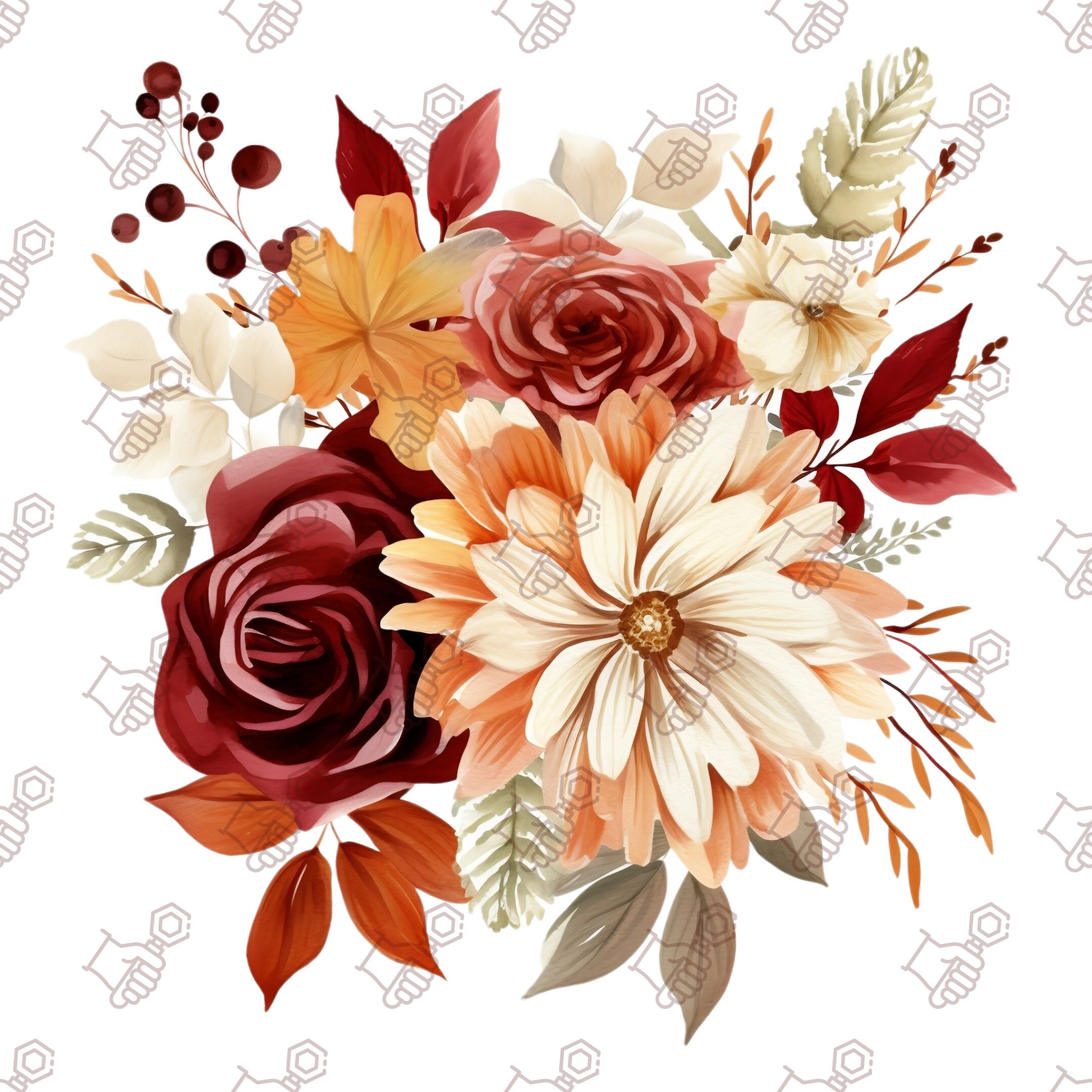 Fall Floral PNG, Fall Florals Clipart, Fall Clipart, Autumn Clipart ...